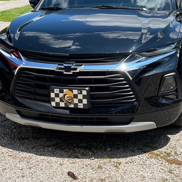 Cool Punk Checkered Skull License Plate | Unique Car Accessories for ...