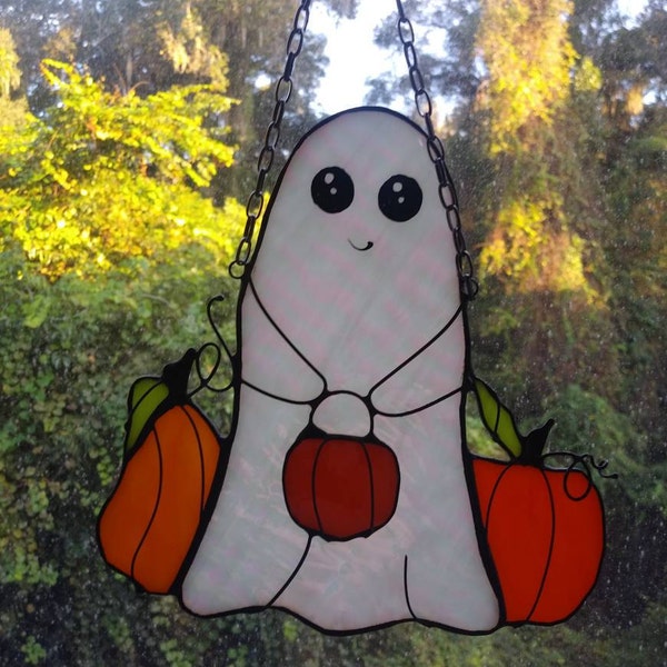 Suncatcher Ghost and Pumpkin Funny Halloween Decor Casper the Friendly ...