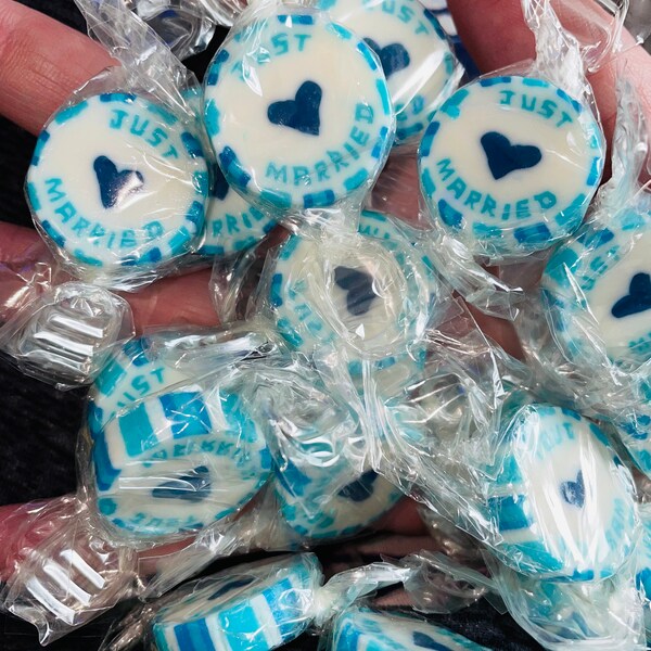 Approx 100 Turquoise & Navy Blue Wedding Favour Individually Wrapped ...