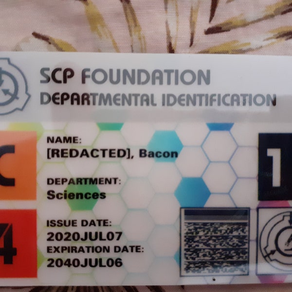 SCP Foundation Departmental ID Card / Badge - Customized With Your ...