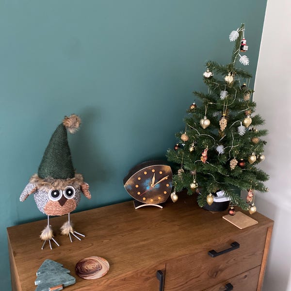 Blue Wood Desk Clock, Table Hand Painted Clock, Cute Gift Ideas ...