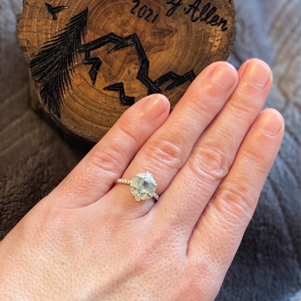 Personalized Wooden Wedding Ring Box - Mountain Pine Tree Birds Rustic ...