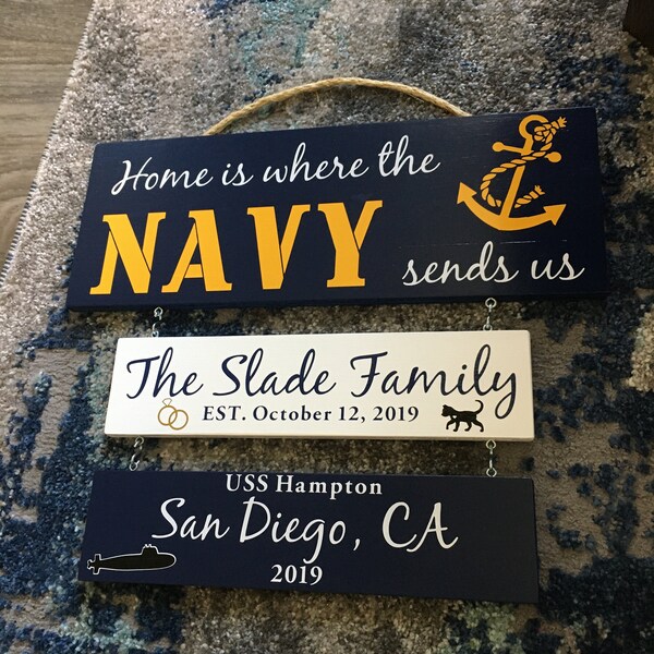 Home is Where the Navy Sends Us, Navy Sign, Patriotic Wall Décor, Navy ...