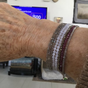 Dainty Ruby Stretch Bracelet, Delicate Elastic Jewelry, Faceted Small Pink Red Gemstone Beads - Etsy