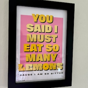 Eat so Many Lemons Lyrics Print Music Print A5 A4 A3 - Etsy