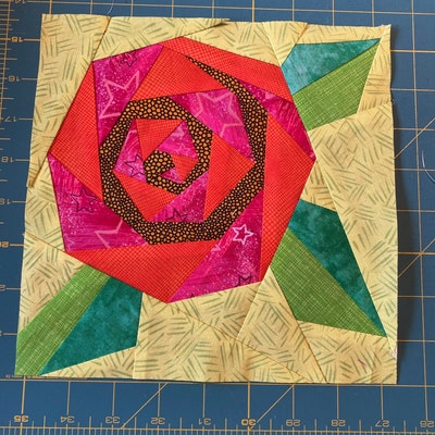 Rosie's Rose Paper Piecing Quilt Block Pattern PDF Download, 6 & 12 ...