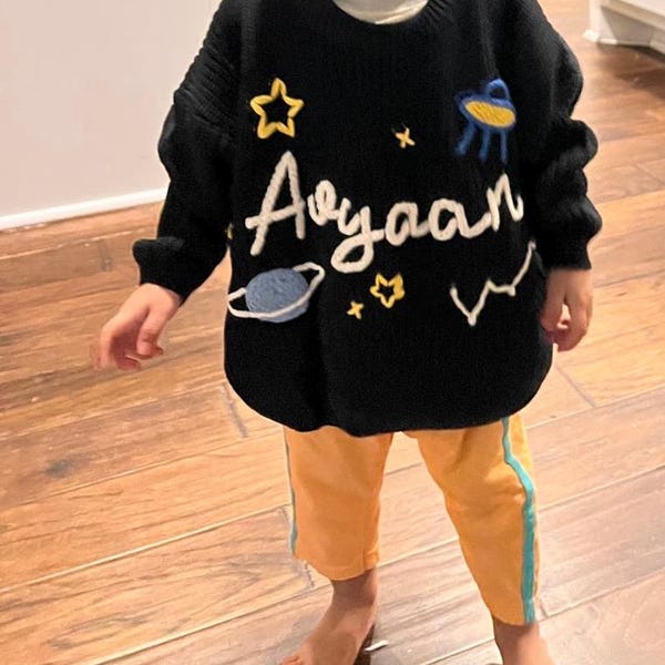 Toddler Space Planet Sweater,outer Space Baby Sweater,kids Hand ...