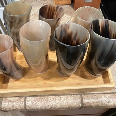 Ox Horn Viking Drinking Mug Cups With Natural Finish Ale Beer Wine ...