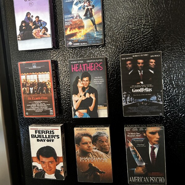 Retro VHS 90's Movies Mini Magnets Classic Cult Movies VHS Tape Covers ...