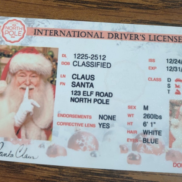 Santa Claus License PNG, RED ORNAMENT, Sublimation Designs, Instant ...