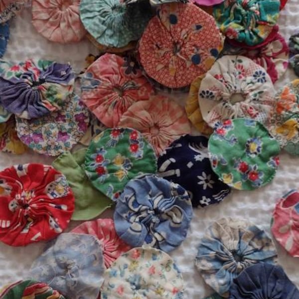 Vintage Handmade Textile Yoyo Puffs Fabric Broach Brooch Pendant Pink ...