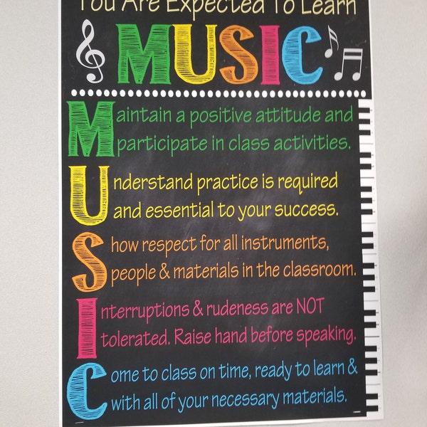 MUSIC Classroom Poster, Music Classroom Decor, Classroom Rules Poster ...