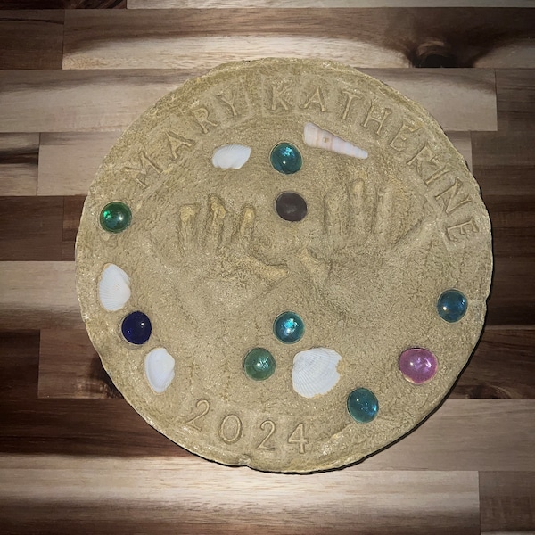 Outdoor Stepping Stone DIY Kit Garden Cement Handprint Stone Footprint ...