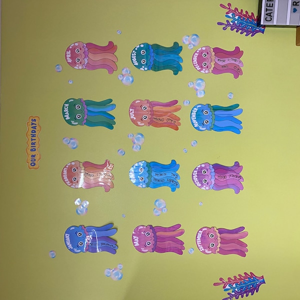 Jellyfish Birthday Display, Printable Classroom Birthday Chart, Under ...