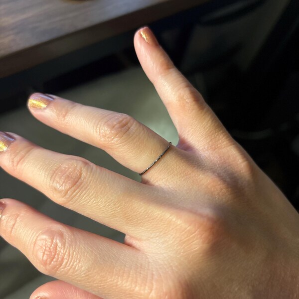 Sterling Silver Ultra Thin Black Ring for Women Stackable Black Ring ...