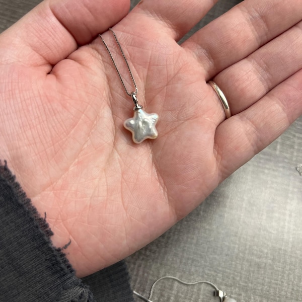 12mm Freshwater Star Pearl Necklace, Natural Star Pearl Pendant ...