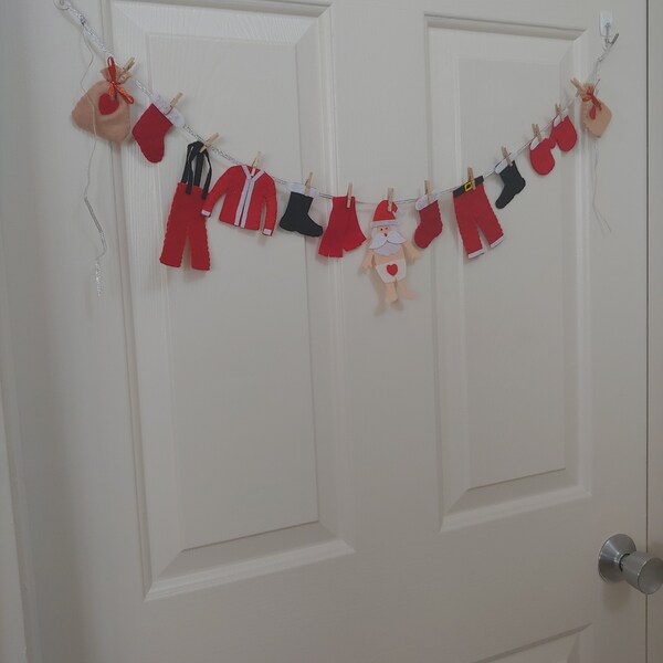 Santa's Christmas's Washing Line Bunting Garland/santa Claus Laundry ...