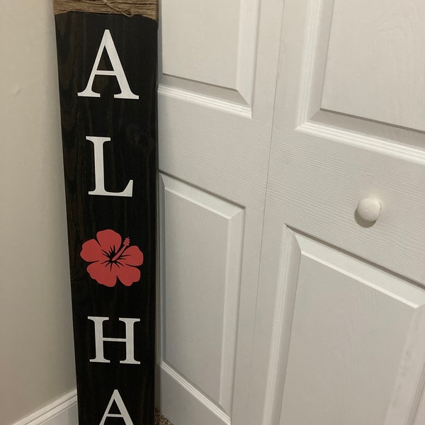 Large Aloha Sign With Hibiscus - Tropical Welcome - Wood Sign - Any ...