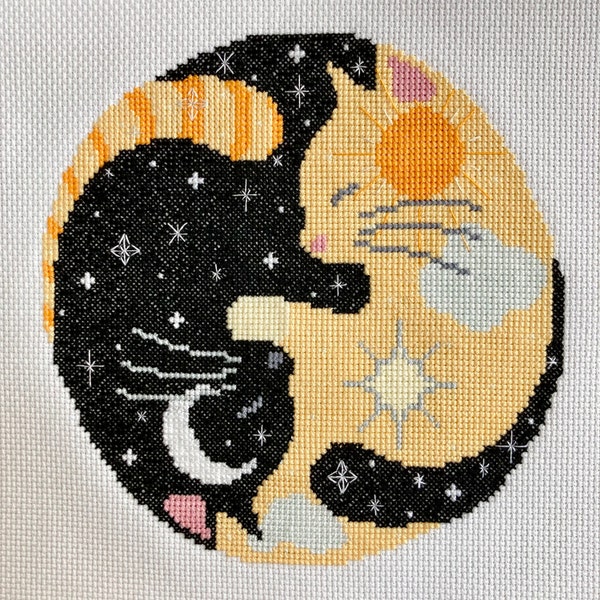 Luna and Apollo - Cross Stitch Pattern - Yin Yang Cross Stitch - Cats ...
