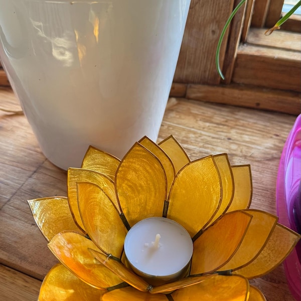 Purple Lotus Flower Capiz Shell Candle Holder - A Real Jewel of a Gift ...