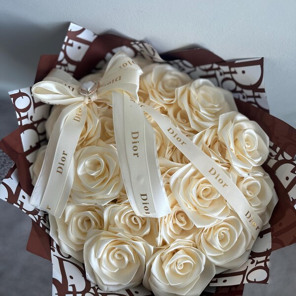 Ribbon Eternal Bouquet, Personalized Bouquet, Personalized Eternal Roses , Graduation Bouquet ...