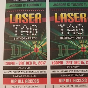 Laser Tag Ticket Invitation Birthday Party instant Download Editable ...