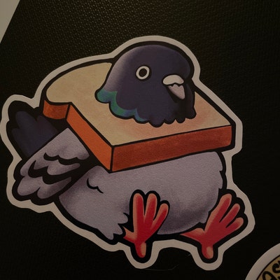 Fat Bread Pigeon Vinyl Sticker - Etsy