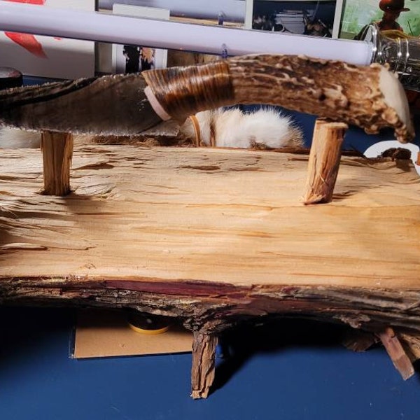 Electric Blue Rainbow Obsidian Wolf Knife - Etsy