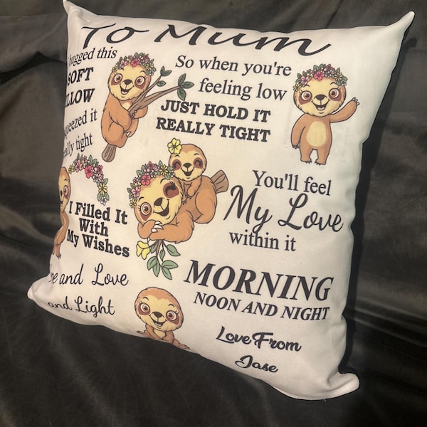 Personalised Sloth Cuddle Cushion Granddaughter Daughter Cuddle Sloth ...