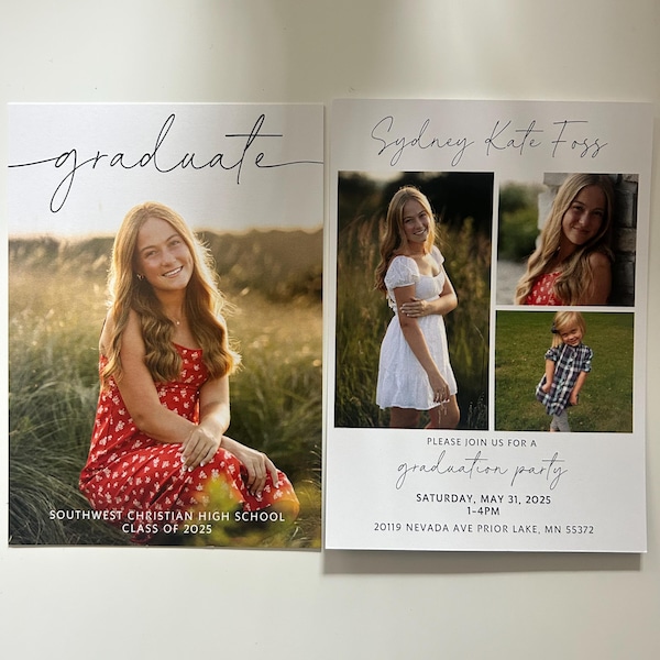 Modern Graduation Announcement Card, Graduation Party Invite, Multiple ...