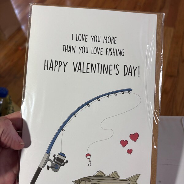 Fishing Valentine's Day Card, Valentine's Day Card for Him, Fishing ...