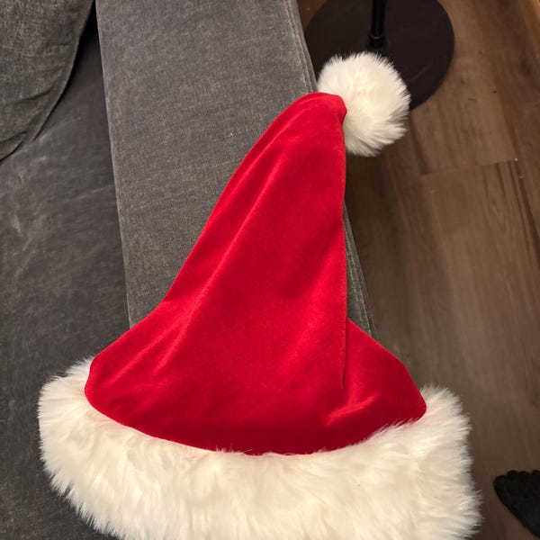 Classic Red Velvet Luxe Santa Hat, Luxury Velvet and Faux Fur Santa Hat ...