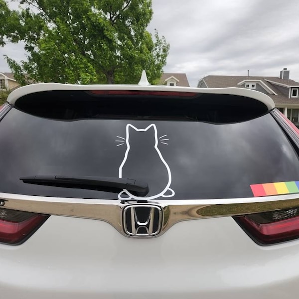 Kitty Cat Windshield Wiper - Di Cut Decal - Home/laptop/computer/truck ...
