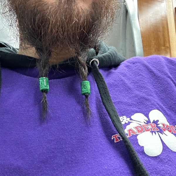 Beard Beads Set of 2 Jade Cuff Beard Beads 4.5mm Beard Beads Jade Beard ...