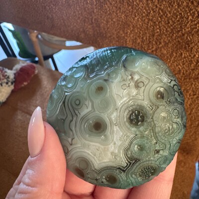 AAA Natural Aquatic Plant Agate Banded Crystal Polished Pendant Palm ...