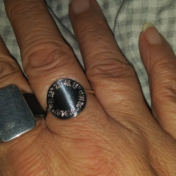 Gold Coordinate Ring - Round GPS Ring - Latitude Longitude - Location ...