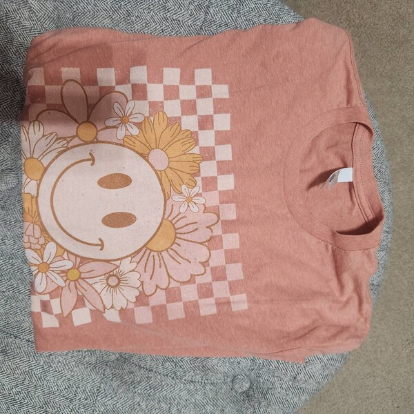 Kids Smiley Face Shirt, Girls Smile Face Retro Graphic Tee, Boho ...