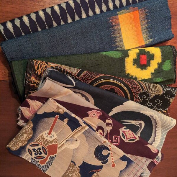 Japanese Textile Vintage Kimono Fabric Silk Antique Boro Patch ...