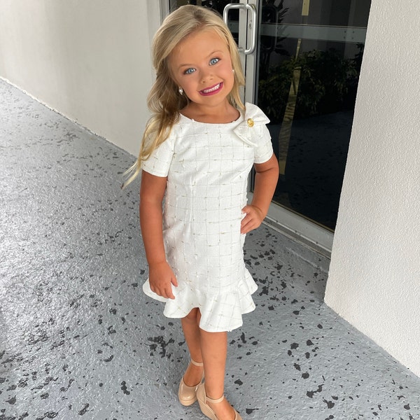 Girls Pageant Party Interview Dress, Size 3, Bright White and Neon ...