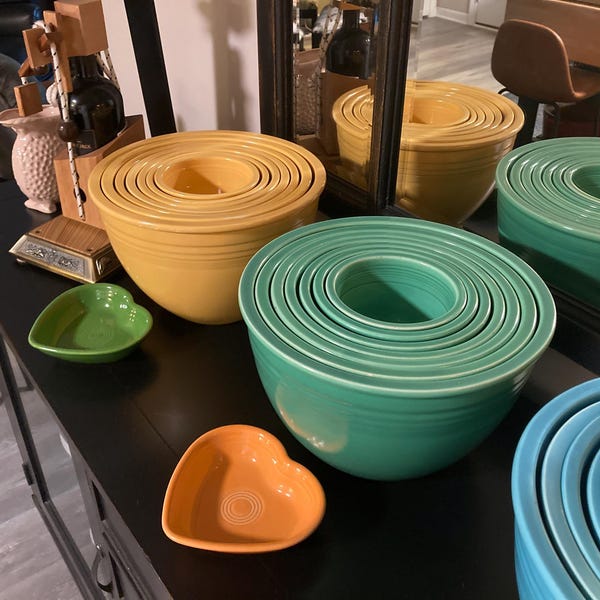 Vintage Fiesta Ware Turquoise Blue #7 Mixing or Nesting Bowl Fiestaware ...