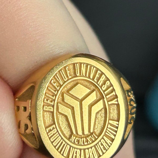 Silver University Signet Ring, Custom College Ring, Unisex Graduation ...