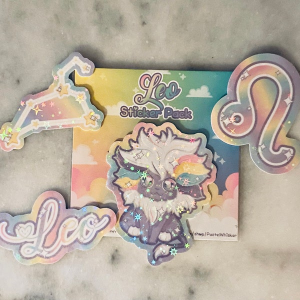 Leo Sticker Pack | Leo Stickers, Rainbow Leo Stickers, Rainbow Stickers ...