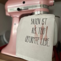 Geschirrtuch mit Spruch 'Backen ist aus Teig geformte Liebe' Geschenk ...