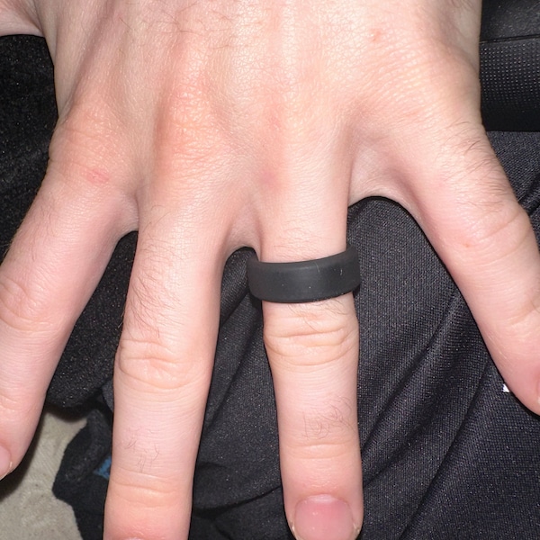 8mm Black Silicone Wedding Band | Unisex Rubber Activity Ring - Etsy