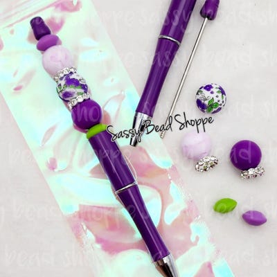 Glamorous Beadable Pen Kit, Flower DIY Craft PLASTIC Pen Kit, Beadable ...