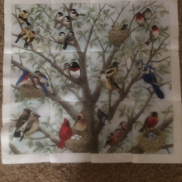 Birds in Tree Fabric Panel #2748-12 Block Panel Approx 23" Wide X 21 ...