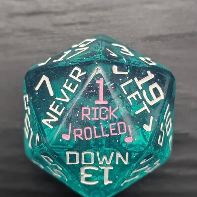 Rick Rolled 34mm D20 Original Designed Custom DND DICE Never Gonna Give ...