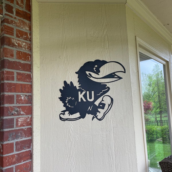 KU Jayhawk Metal Art Wall Decor - Etsy