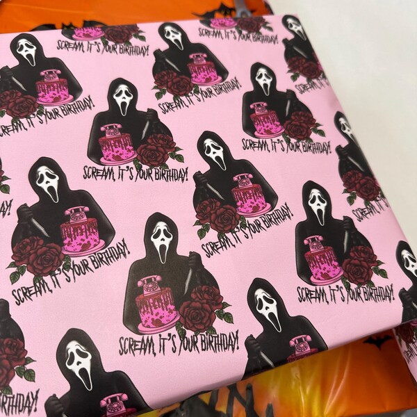 Scream, It's Your Birthday Grimwrap | Horror Movie Wrapping Paper ...