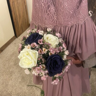 Navy Blue Flowers, Artificial Rose Silk Navy Blue Roses Real Looking ...